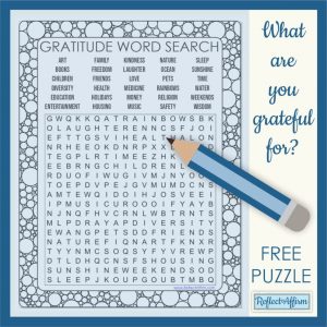 Gratitude Word Search Puzzle - Free PDF - Reflect Affirm