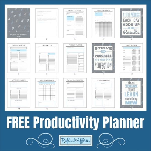 Productivity Planner PDF - Free Printable - Reflect Affirm