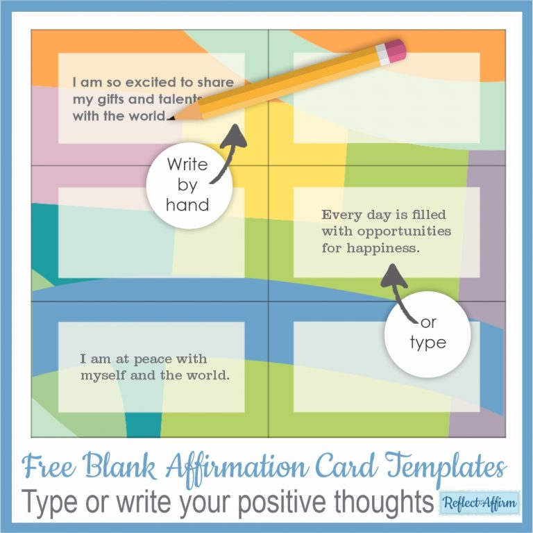 Blank Affirmation Card Templates - Free Printable - Reflect Affirm